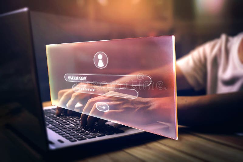 Concept Of Cyber Security User Type Login And Password Keeping User Personal Data Safe