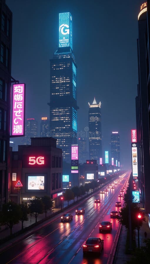 A Cyberpunk 3D Render Showcases a Vibrant Hightech Metropolis Under the ...