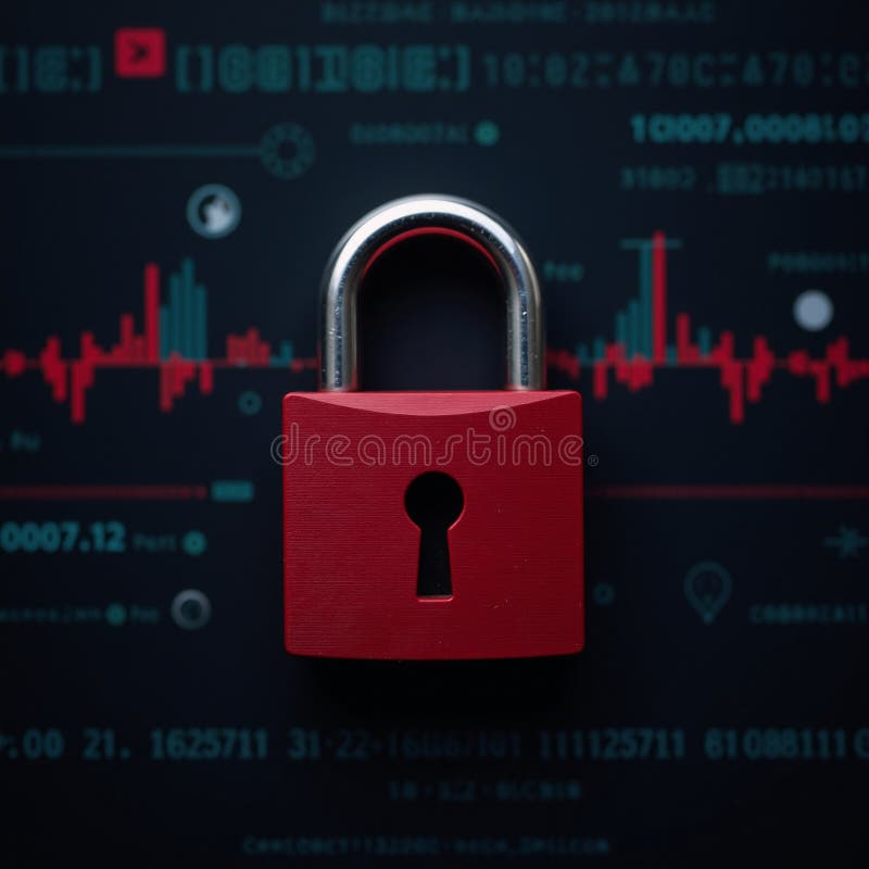 Cybersecurity Alert Red Broken Padlock with Security Breach Indicated ...