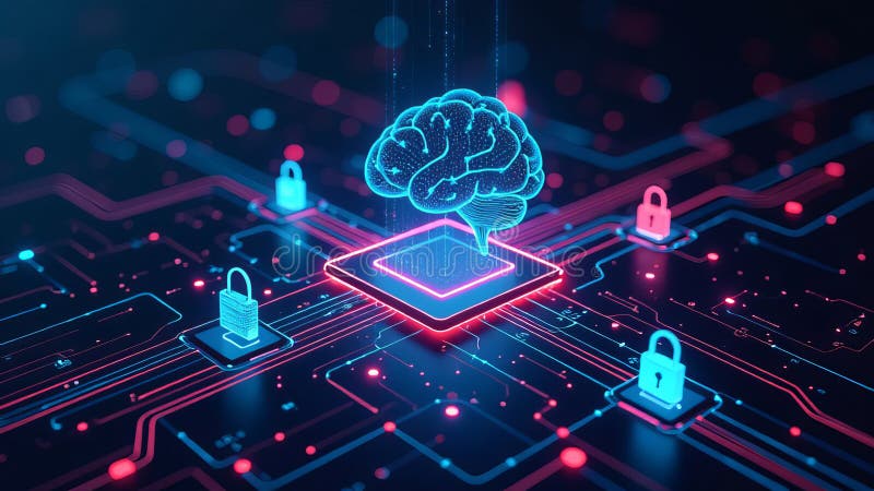 Concept of Cybersecurity of Artificial Intelligence. Stock Illustration ...