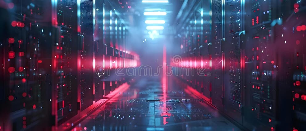 Cybersecurity Shield in Action: Data Center Defense. Concept ...