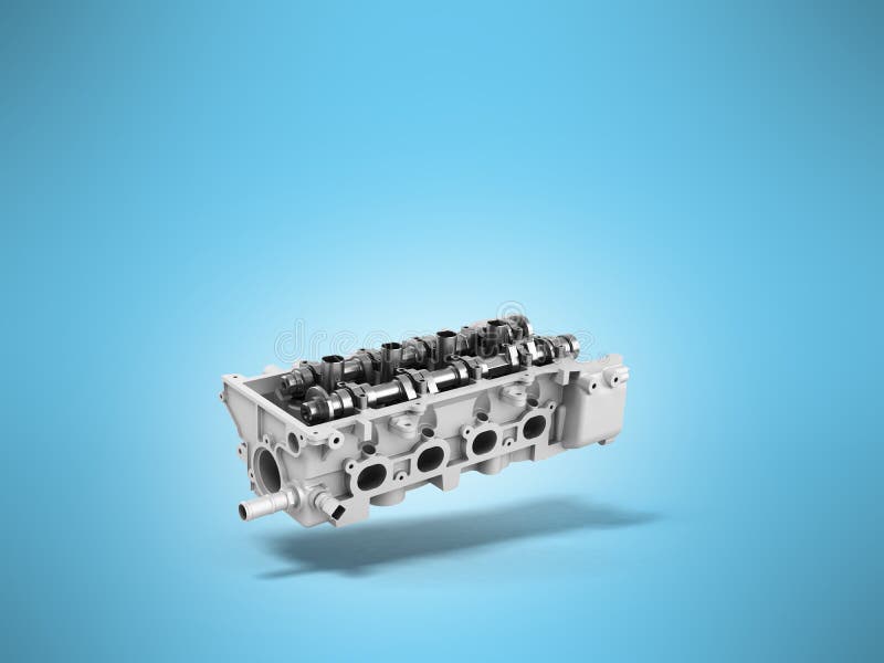 Concept of the Cylinder Head 3d Render on a Blue Background Stock ...