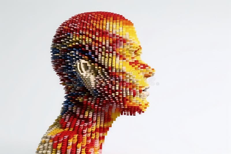 Concept of a 3D Human Head Made of Pixels Created with Generative AI ...