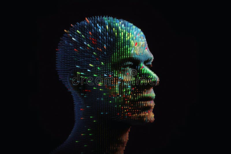 Concept of a 3D Human Head Made of Pixels Created with Generative AI ...