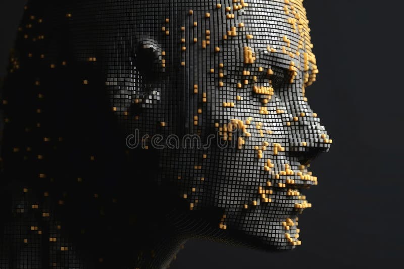Concept of a 3D Human Head Made of Pixels Created with Generative AI ...