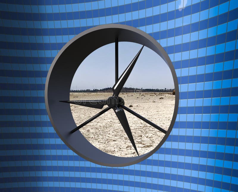 Concept 3D Illustration of Wind Powered Building Stock Illustration ...