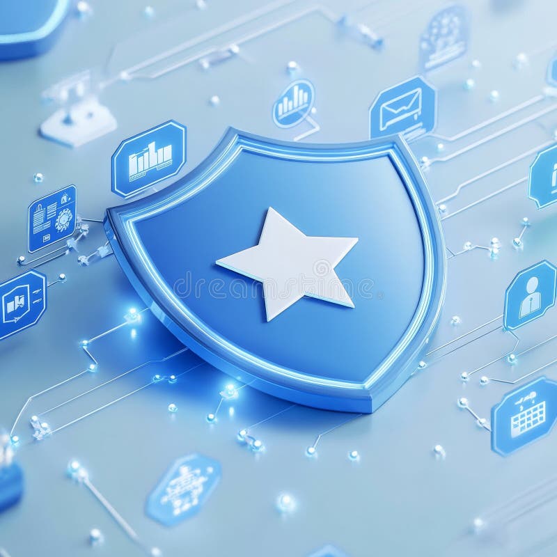 Concept of a 3D Integrity Shield Constellation Frame on a White ...