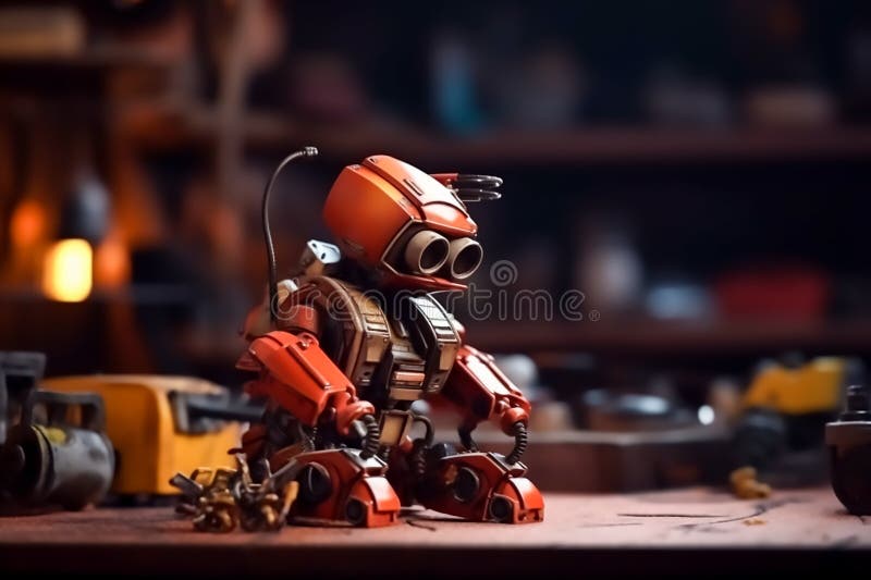 Concept of 3d Mechanic Robot in Workshop , Concept of Repair Bot Stock ...