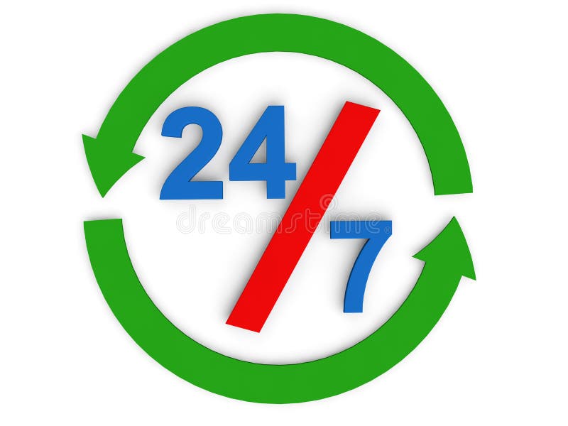 24 by 7 concept stock illustration. Illustration of arrows - 53533627