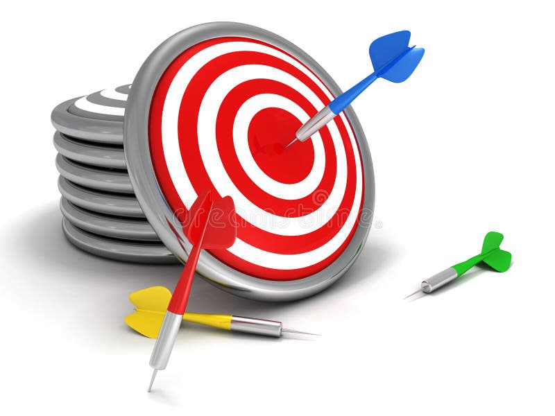 Concept Darts Target with Colorful Dart Arrows Stock Illustration ...