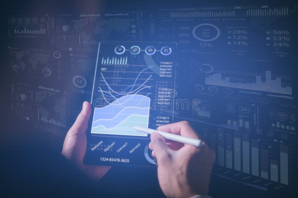 Concept of Data Analysis. Data Scientist Querying, Analysing and Visualizing Complex Set on ...