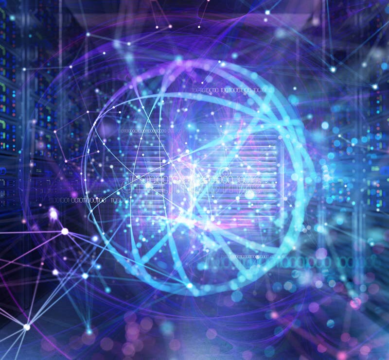 Concept of a Data Center Room with Database Server and Network Effects ...