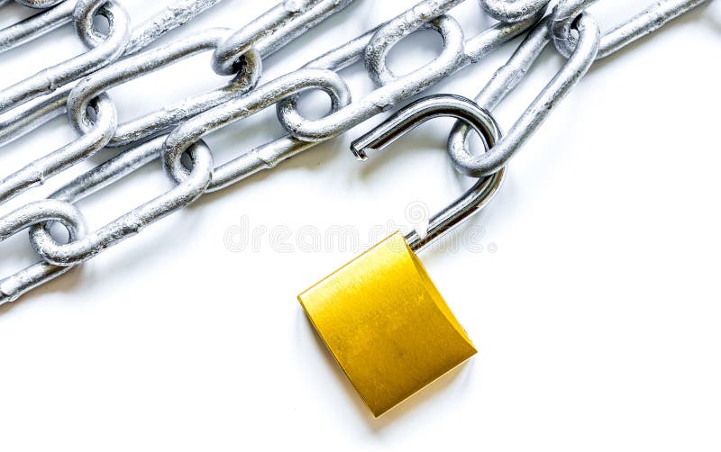 Concept Data Protection Metal Chain on White Background Stock Image ...