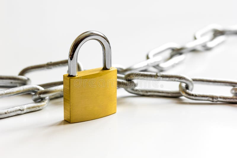 Concept Data Protection Metal Chain on White Background Stock Photo ...