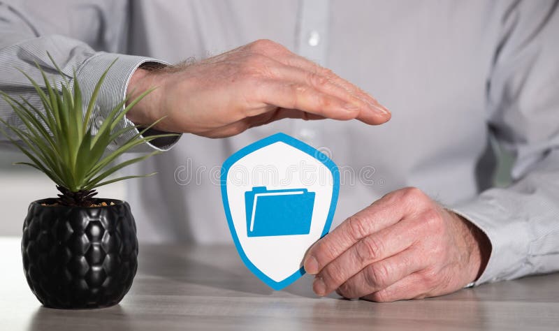 Concept of data protection stock photo. Image of file - 196699092