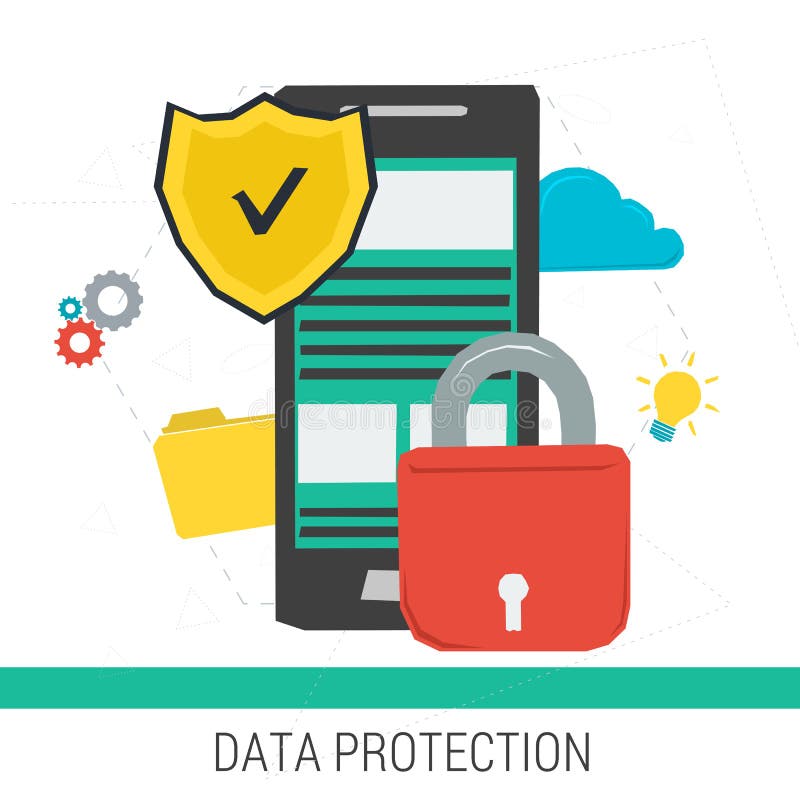 Concept Data Protection and Safe Work Online Stock Vector ...