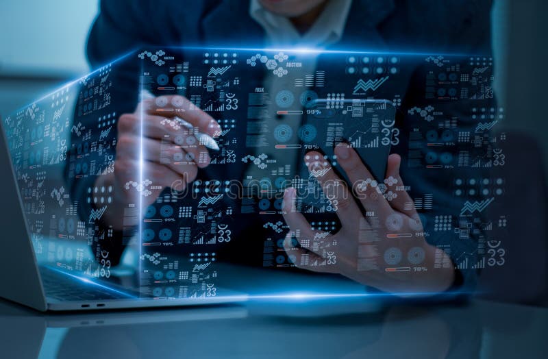 Concept Data Science Analytics Business Intelligence or BI, Businessman ...