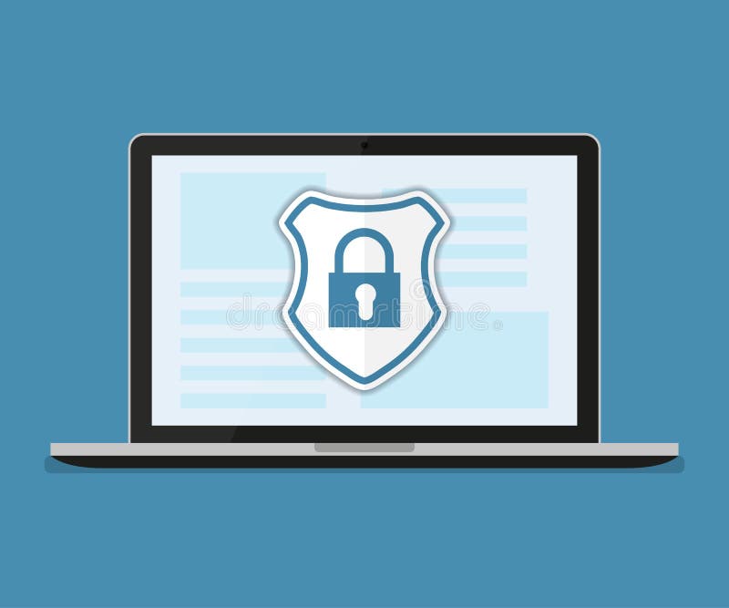 Concept is Data Security Access .Shield on Computer Desktop or Laptop ...