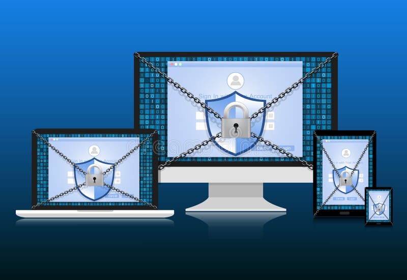 Concept is Data Security .Shield on Computer Laptop Protect Sens Stock ...