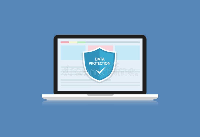 Concept is Data Security .Shield on Computer Laptop Protect Sens Stock ...