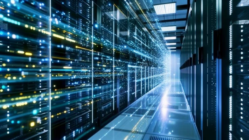 Concept Of Database Server Room Big Data Communication Technology Network System Stock