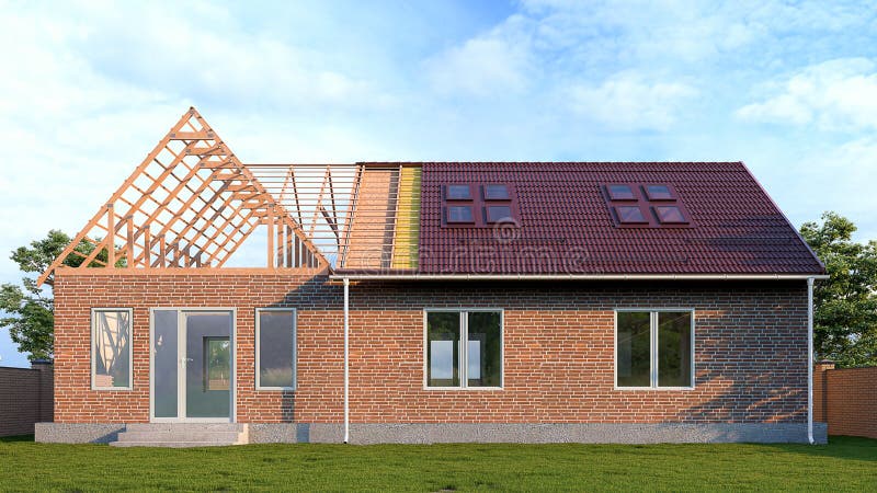 Concept De Construction Du Toit De Maison. Illustration Stock ...