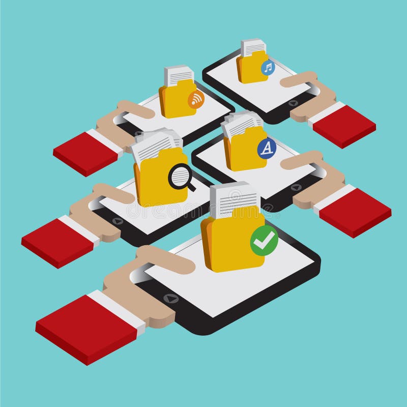 Concept De Partage De Fichiers. Illustration de Vecteur - Illustration ...