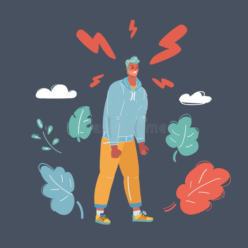 Dessin Animé Vectoriel Du Jeune Homme En Colère Illustration De Vecteur