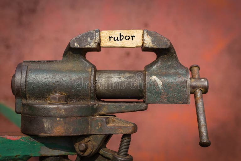 Vice Grip Tool Squeezing a Plank with the Word Rubor Stock Image ...