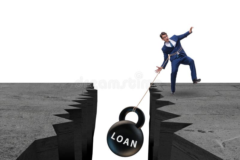 Concept of Debt and Load with Businessman Stock Photo - Image of card ...