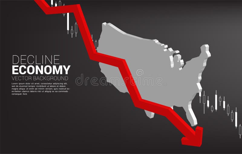 Candle Down Graph with USA Map. Stock Vector - Illustration of fail ...