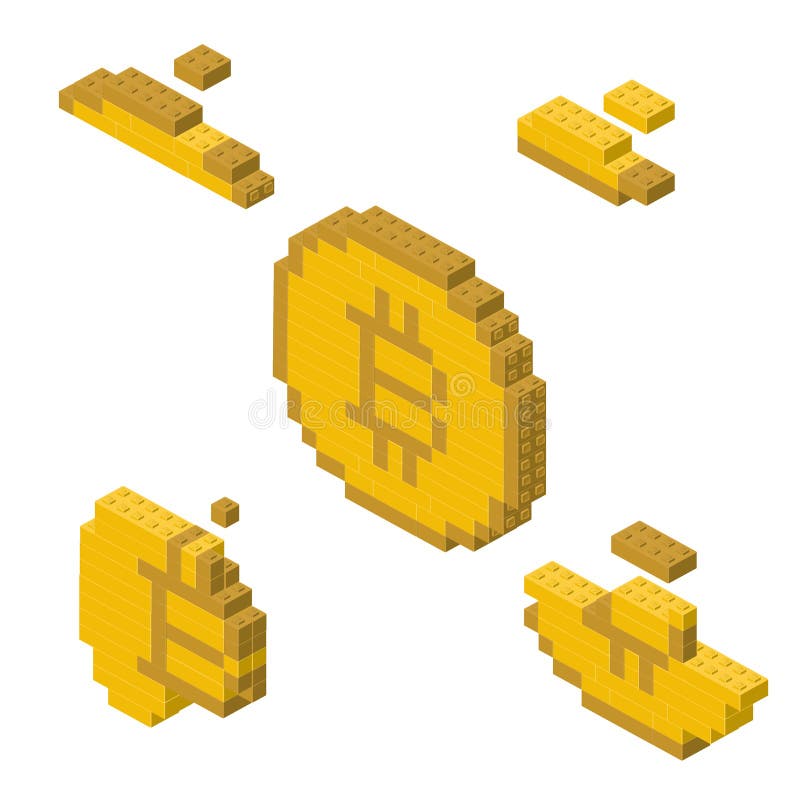 Concept with Deconstruction BTC from Plastic Blocks. Vector Stock ...