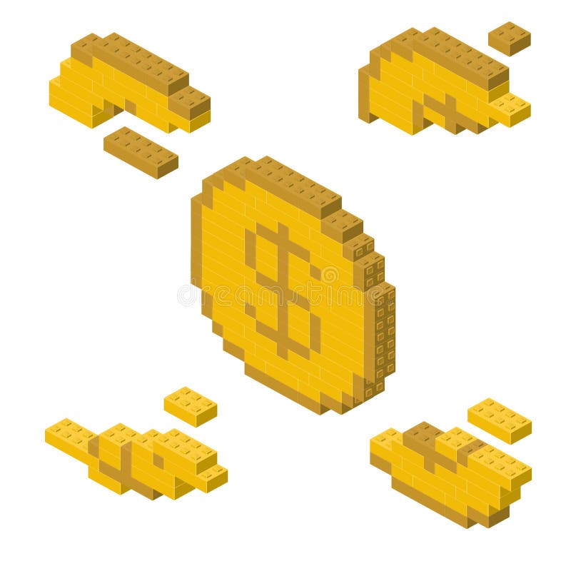 Concept with Deconstruction Dollar from Plastic Blocks. Vector Stock ...