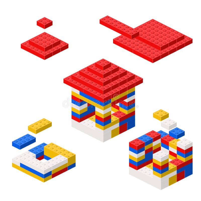 Concept with Deconstruction House from Plastic Blocks. Vector Stock ...