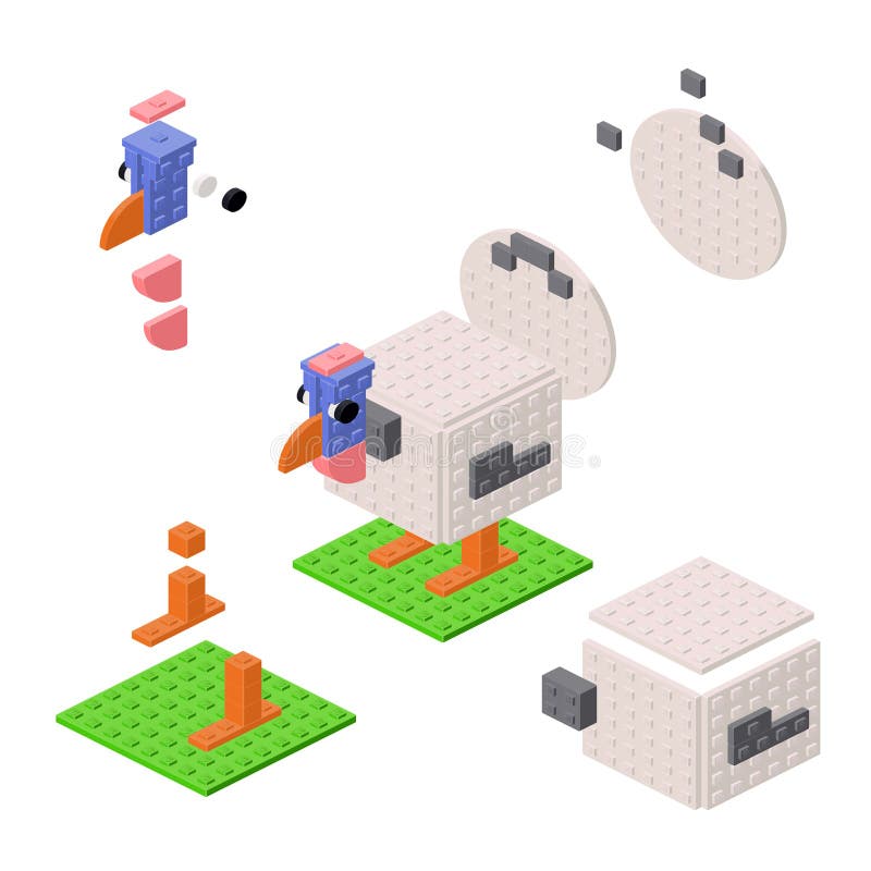 Concept with Deconstruction Turkey from Plastic Blocks. Vector Stock ...