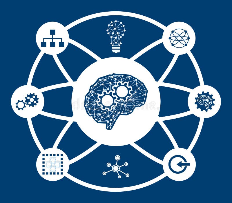 Concept of deep learning stock illustration. Illustration of connection ...