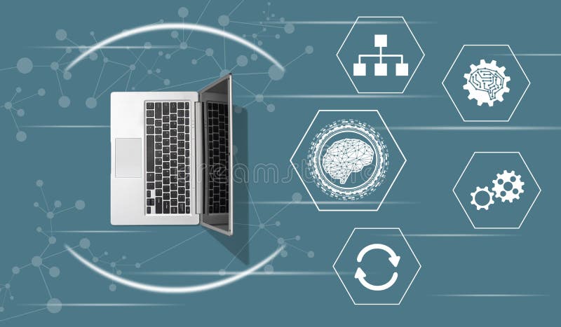 Concept of deep learning stock illustration. Illustration of neuron ...