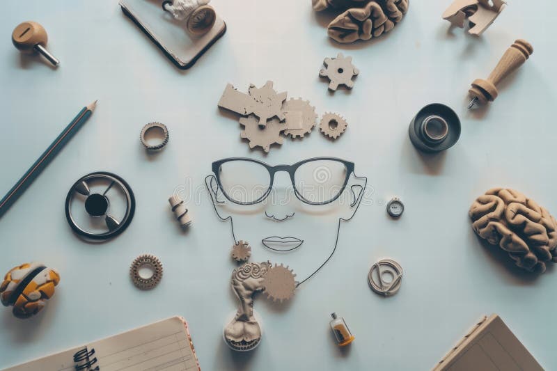 Concept of Deep Thinking and Cognitive Process Visualization Stock ...