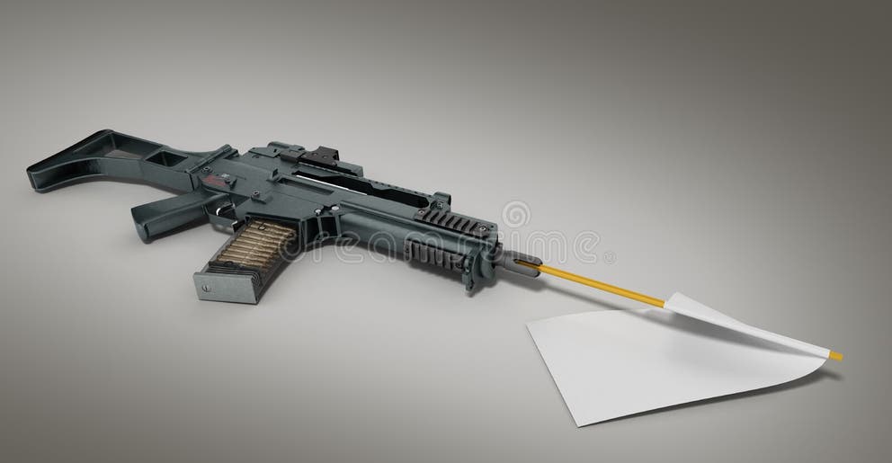 Concept Defeat White Flag from the Barrel of the Machine 3d Rend Stock ...