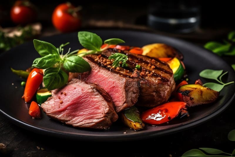 Delicious Grilled Meat with Vegetables. Generative AI Stock ...