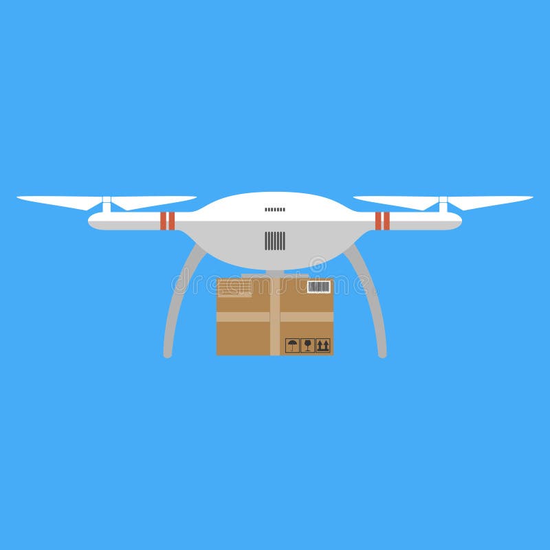 Concept for Delivery Service. Delivery Drone with the Package. Flat ...