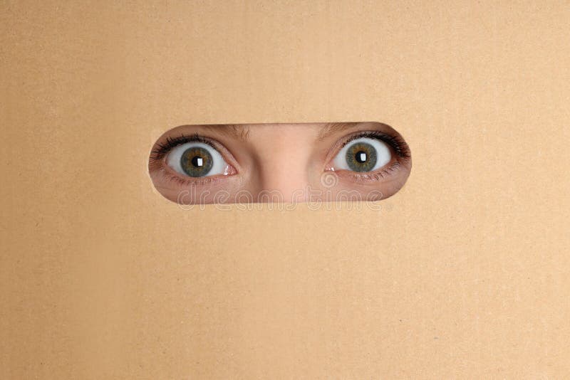 Concept of Delivery, Surprise, Gift, Female Eyes and Cardboard Box ...