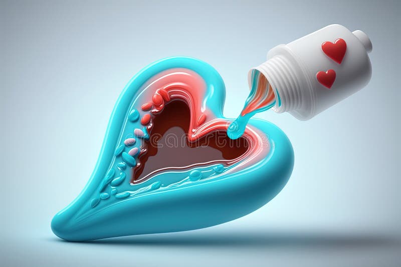 Concept Dental Teeth Brushing Tube Toothpaste Out Coming Heart Shape ...