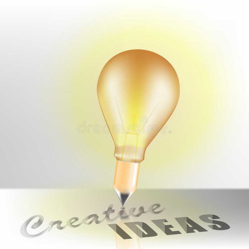 Concept Design Light Bulb and Pencil with Creative Ideas Words Stock ...