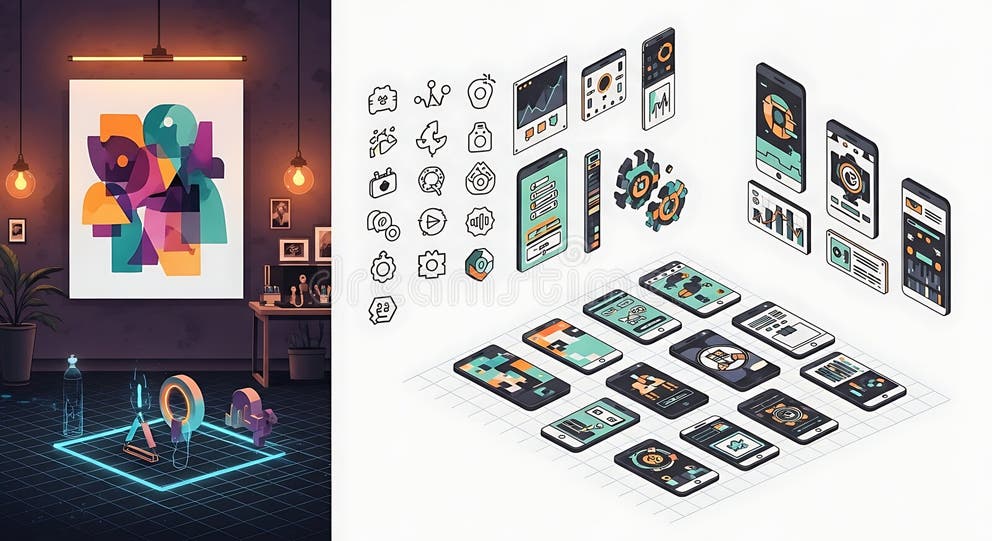 Concept Design Mockups Showing Application Development Stock Photo ...