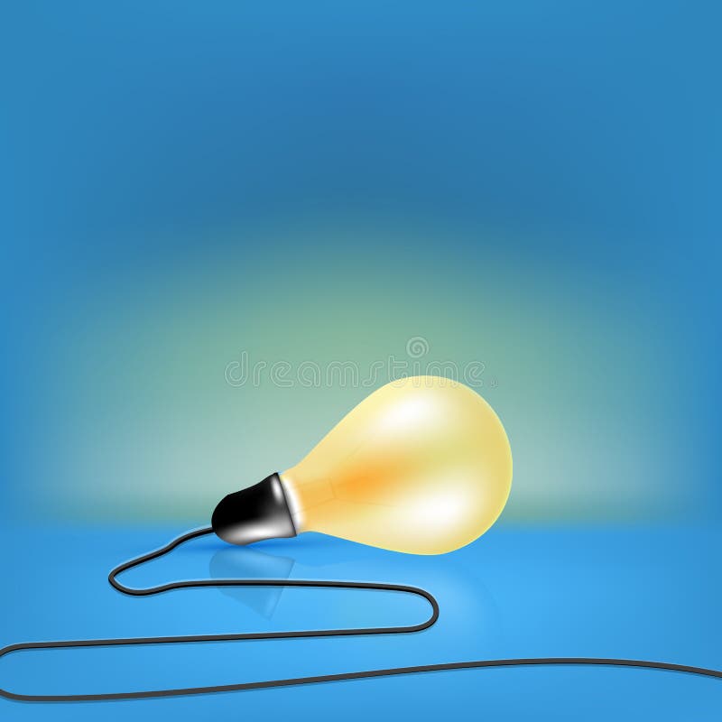 Concept Design Single Light Bulb with Cord Stock Vector - Illustration ...