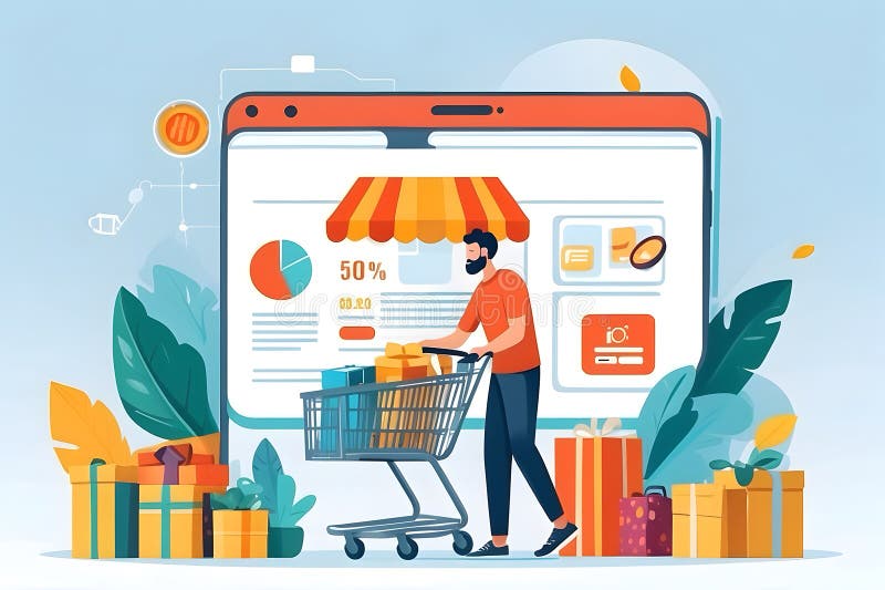 A Concept of a Developing E Commerce in the Modern World Stock ...