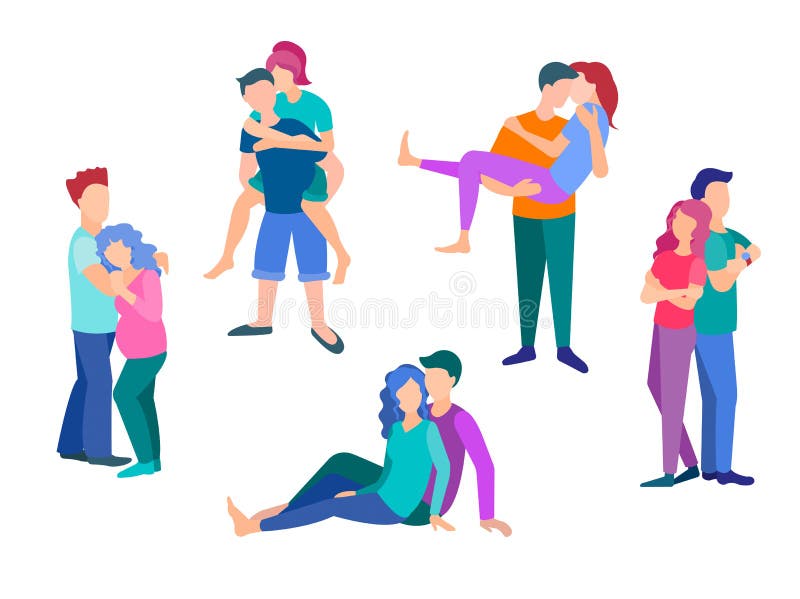 The Concept of Different Poses and Emotions of Love and Affection of ...