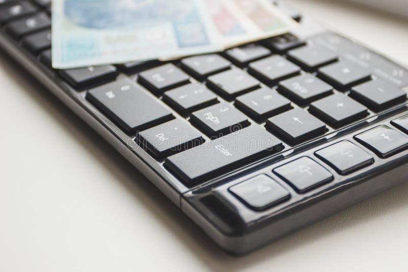 Concept: Different Types of Polish Money and Keyboard Stock Image ...