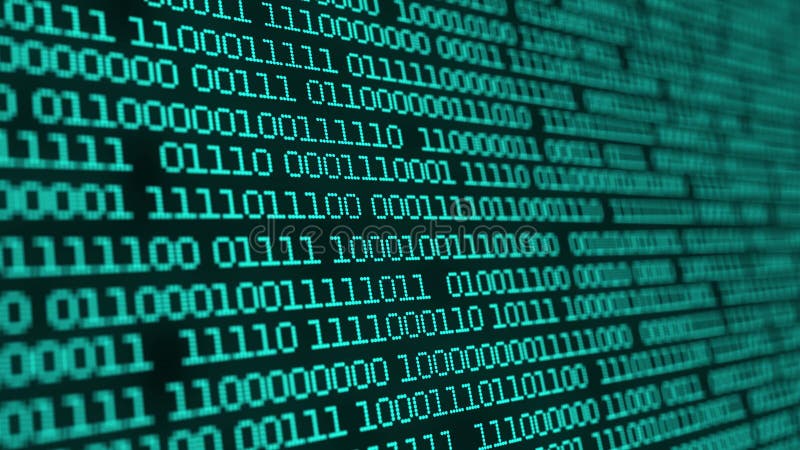 Binary Code Matrix Background With Red Digits Moving On Screen Algorithm Binary Data Code